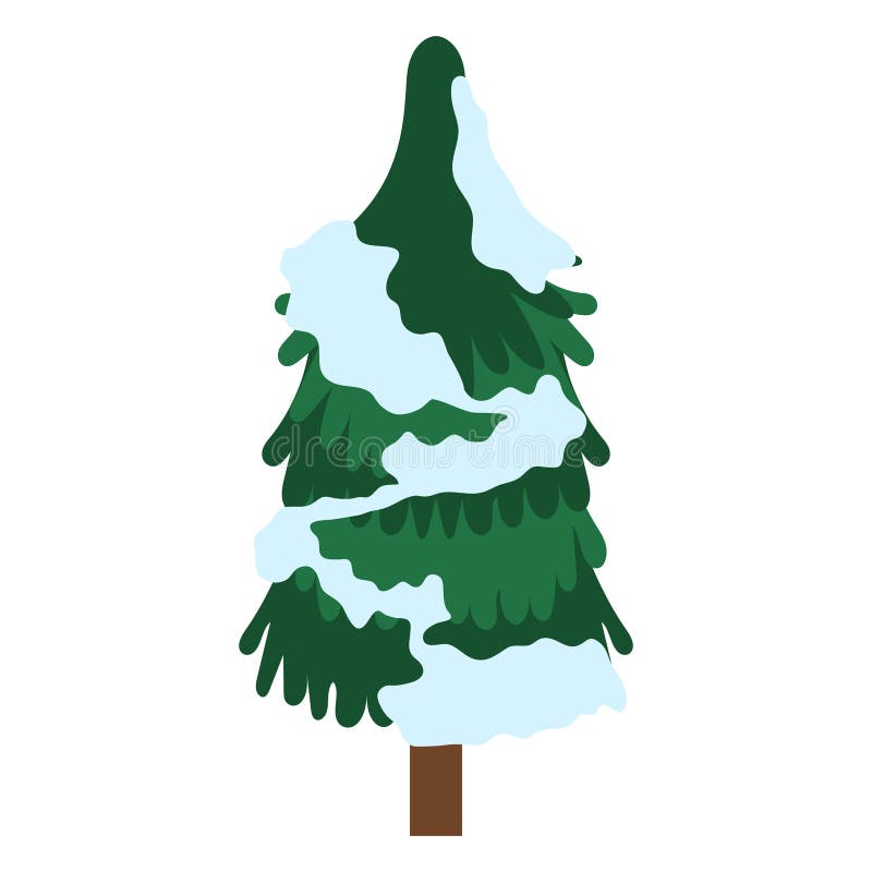 Christmas Tree with Snow Cap Illustration Stock Vector - Illustration ...