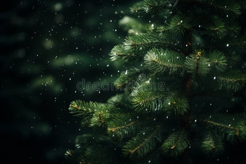 A Christmas Tree with Snow Falling Down on it Stock Illustration ...