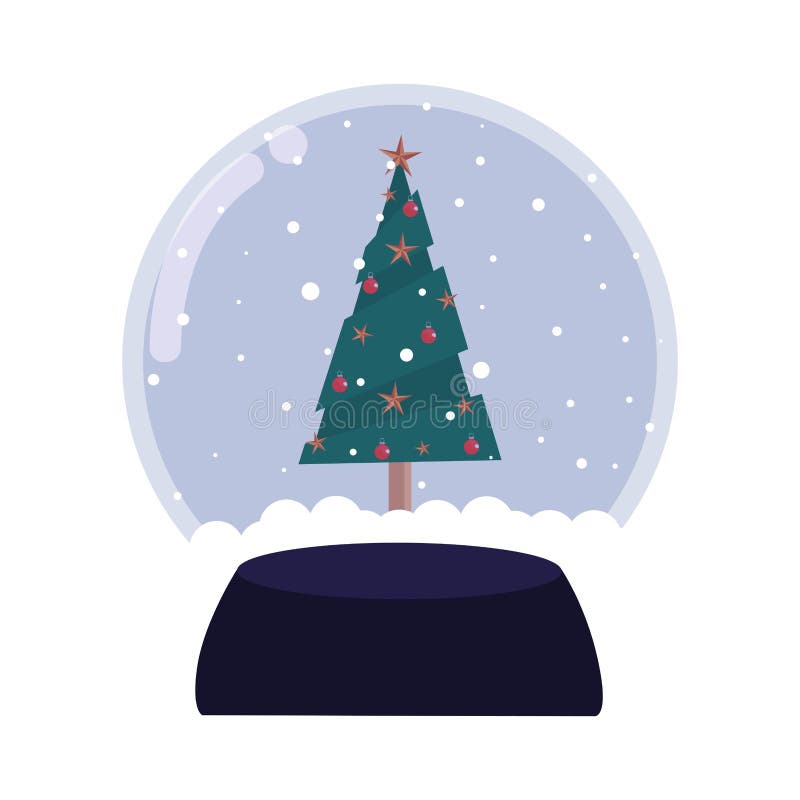 Christmas Tree Snow Globe Decoration Stock Vector - Illustration of ...