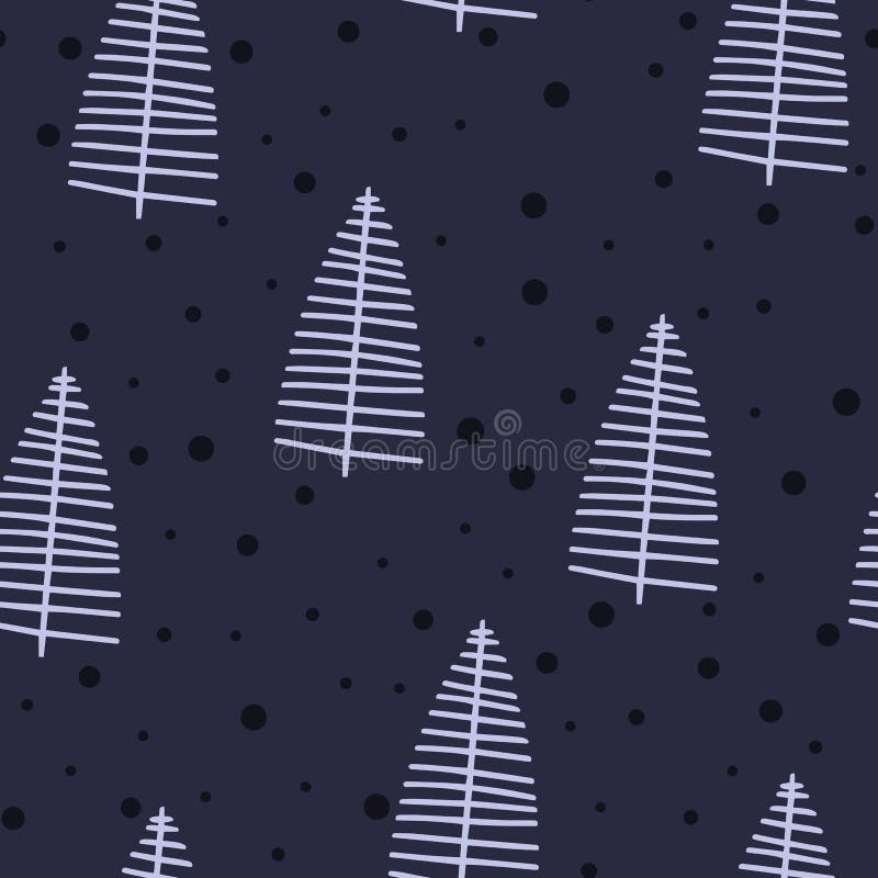 Christmas Tree and Snowflake Seamless Pattern. New Year Vector ...