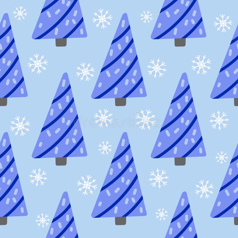 Christmas Tree and Snowflake Seamless Pattern. New Year Vector ...