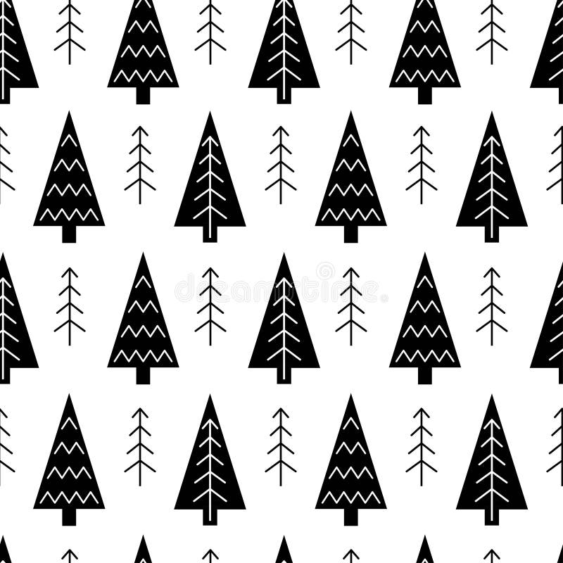 Christmas Tree and Snowflake Vector Seamless Pattern. Stock Vector ...