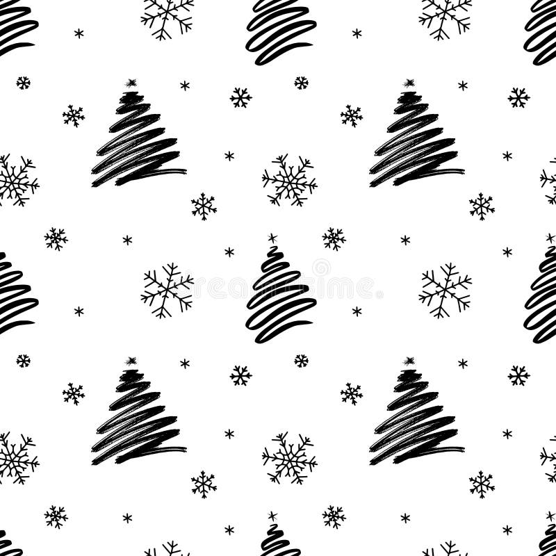 Christmas Tree Snowflakes Christmas Seamless Pattern Stock Vector ...