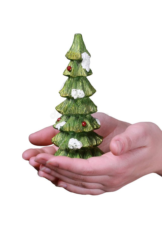 Christmas Tree Souvenir in Hands Stock Image - Image of gift, present ...