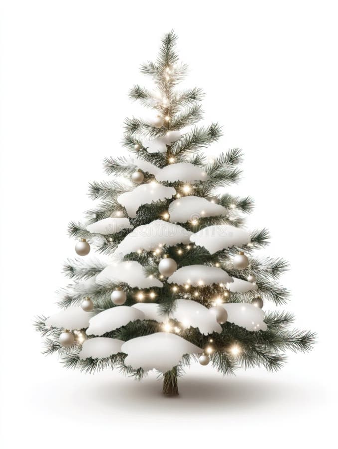 Christmas Tree with Sparkles, Lights and Fairy Elements, a Bit of Snow ...