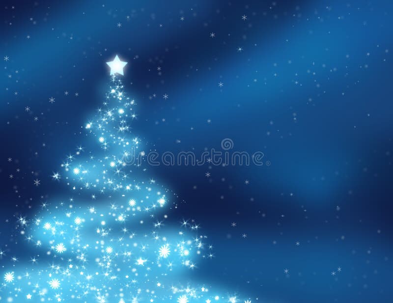 Christmas Magic Tree Blue Background Stock Illustration - Illustration ...