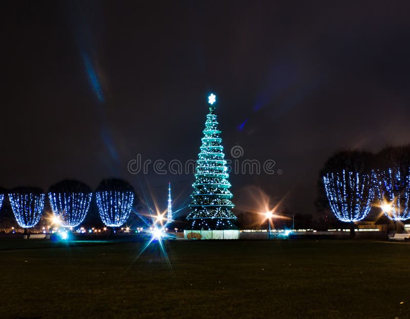 Christmas tree in square stock photo. Image of square - 22411138