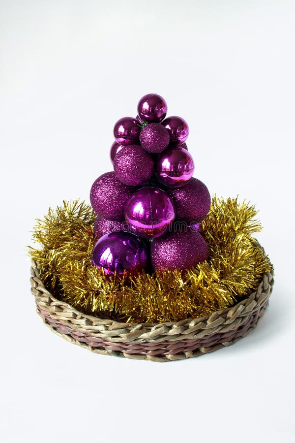 Christmas Tree is Standing in a Wicker Basket. Stock Photo - Image of ...