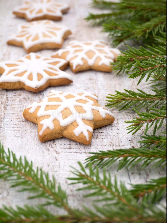Christmas Tree and Star Cookies Stock Photo - Image of greeting, card ...