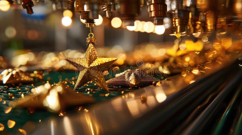Christmas Tree Star Factory Assembly Line Stock Illustration ...