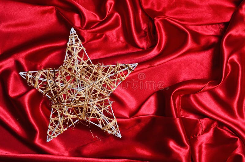 Christmas Tree Star on Red Satin Stock Photo - Image of celebration ...