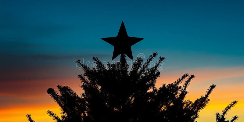 A Christmas Tree with a Star on Top Stock Illustration - Illustration ...