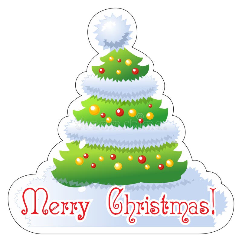 Christmas Tree Sticker. Vector. Stock Vector - Illustration of template ...