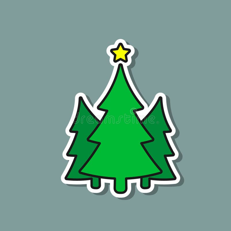 Christmas Tree Sticker, Vector Isolated Xmas Element Stock Vector ...