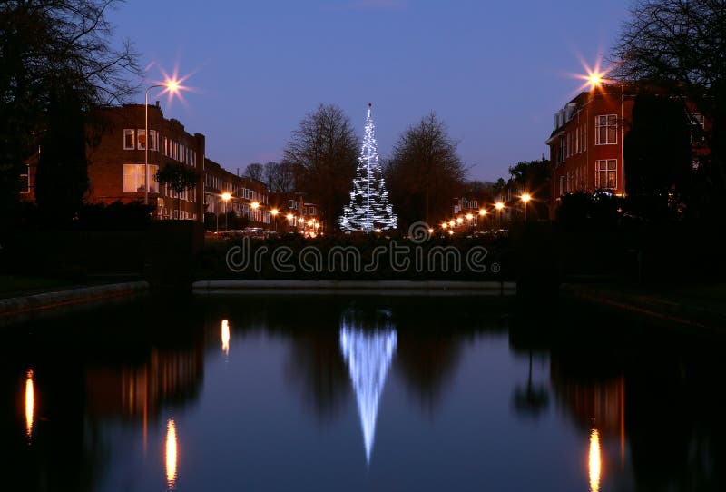 Christmas tree on street stock photo. Image of street - 22432764