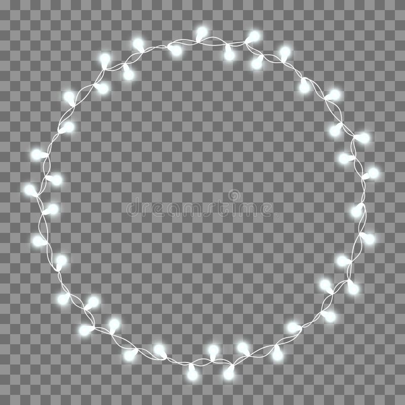 Round Frame of Overlapping, Glowing String Lights on a Transparent Background. Vector ...