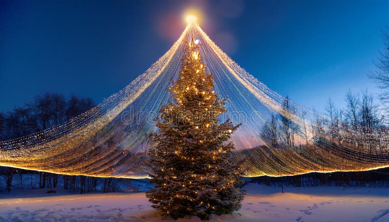 Christmas Tree with Sunshine and Lights from Garlands Stock ...