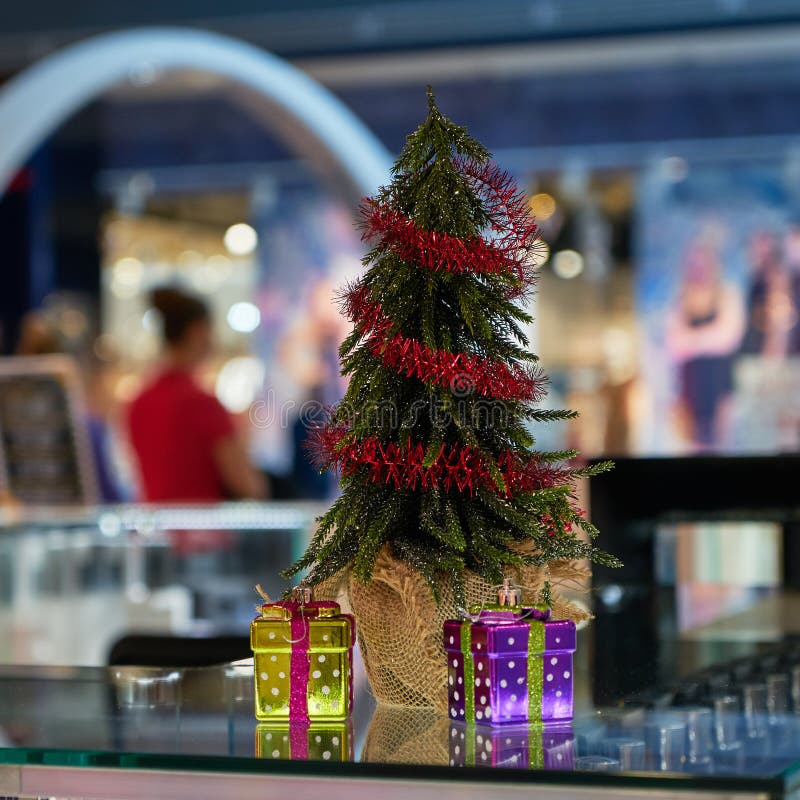 Christmas Tree in a Supermarket Stock Photo - Image of beautiful ...