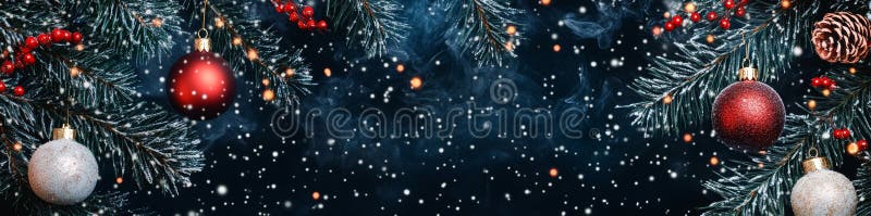 A Christmas Tree, Surrounded by Snow and Artificial Mist from a Smoke ...