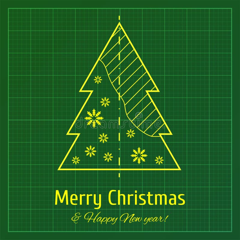 Christmas Tree Technical Blueprint Drawing Vector Illustration Stock ...