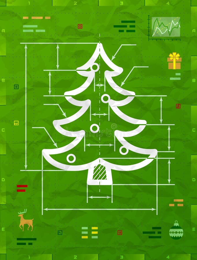 Christmas Tree Blueprint stock photo. Image of engineer - 62794464