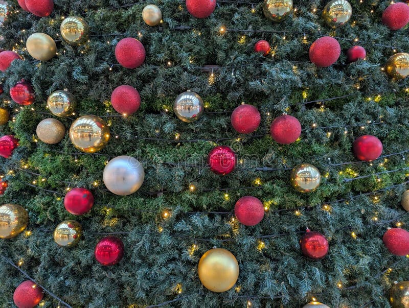 Christmas Tree Texture with Decorations Stock Image - Image of shine ...