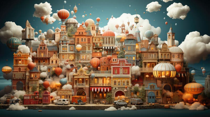 Christmas Tree in the Town Travel Style Stock Illustration ...