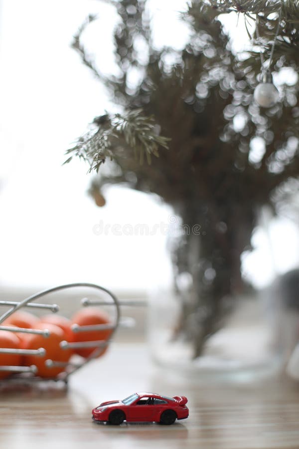 Christmas Tree and Toy Car. Christmas Holiday Celebration Concept Stock ...