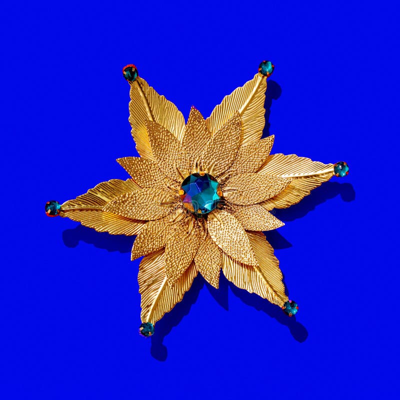 Christmas Tree Toy, Gold Star on a Blue Background Stock Photo - Image ...