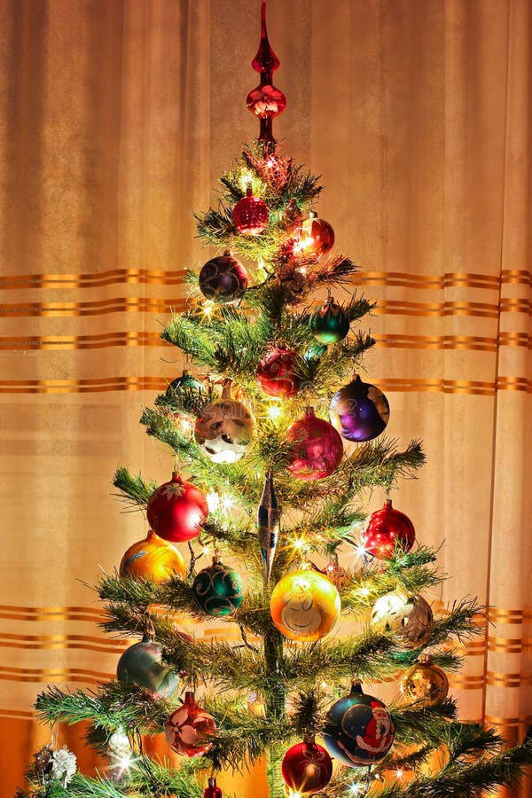 Christmas Tree with Christmas Toys. Christmas Tree Lights Stock Photo ...