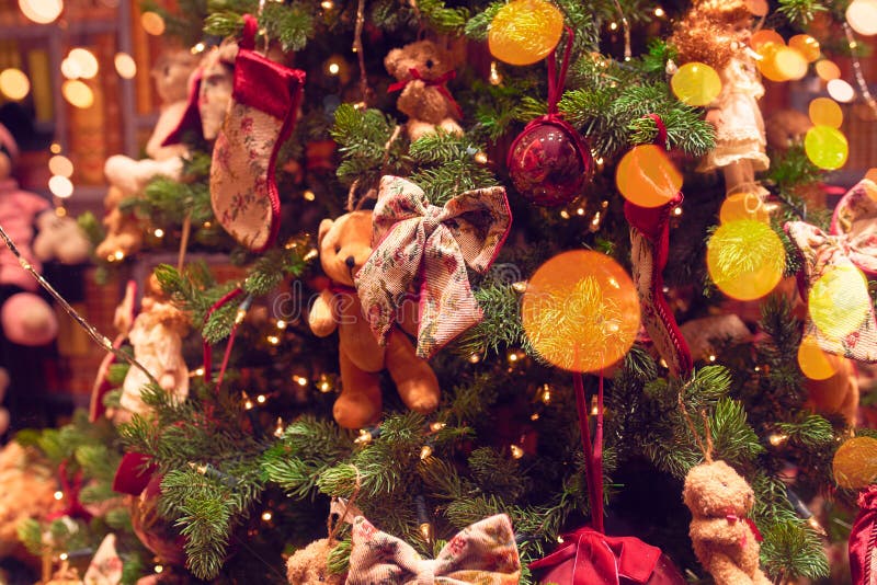 Christmas tree with toys stock image. Image of abstract - 204809343