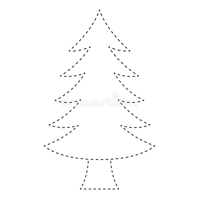 Christmas Tree Tracing Worksheet for Kids Stock Vector - Illustration ...