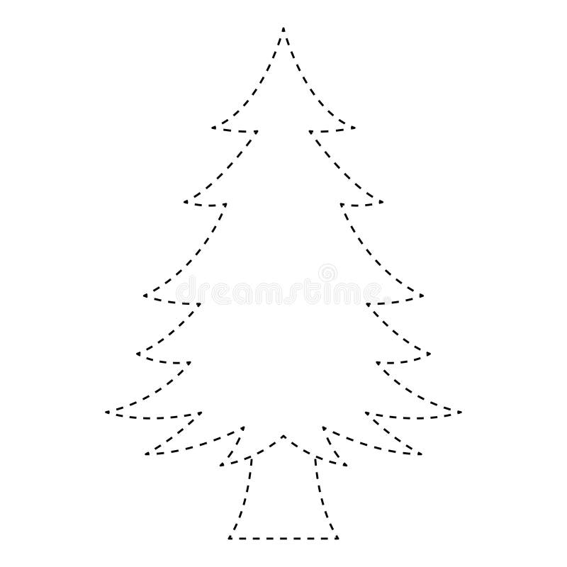 Christmas Tree Tracing Worksheet for Kids Stock Vector - Illustration ...