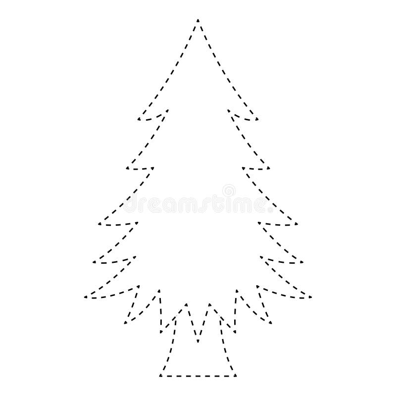 Christmas Tree Tracing Worksheet for Kids Stock Vector - Illustration ...