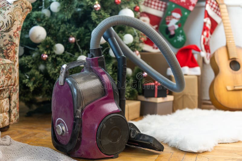 Christmas Tree Vacuum Cleaner, Cleaning Up Stock Photo - Image of beige ...