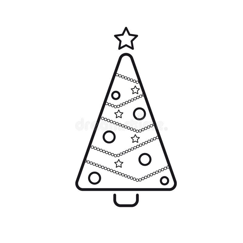 Christmas Tree, Line Icon on a White Background. Stock Vector ...