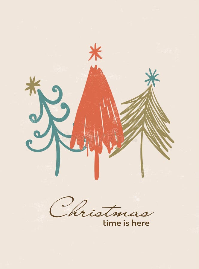 Christmas Tree, Vintage Rustic Tree, Pine Hand Drawn Stock Vector ...