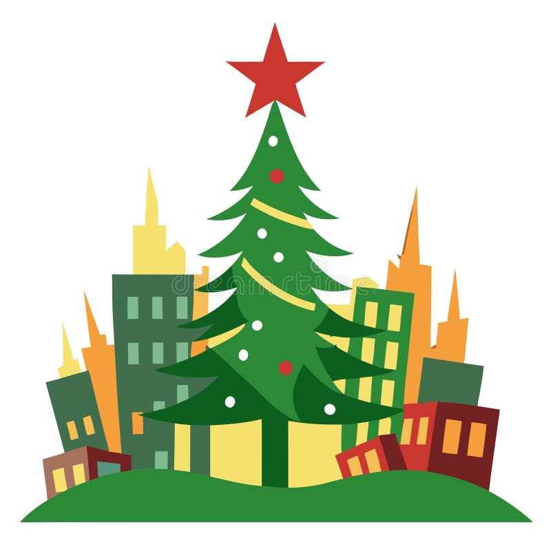 Christmas Tree in a War Torn City and Destroyed Buildings Concept of ...