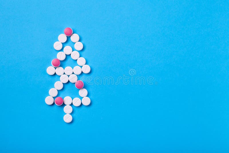 Christmas Tree of Pills on a Blue. Stock Photo - Image of antibiotic ...