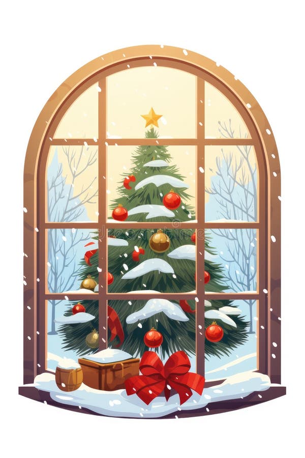 Christmas Window Ground Stock Illustrations – 866 Christmas Window ...