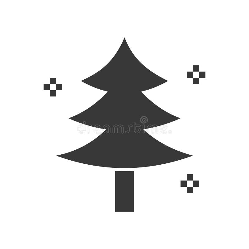 Christmas Tree in Winter, Merry Christmas Icon Set, Solid Design Stock ...