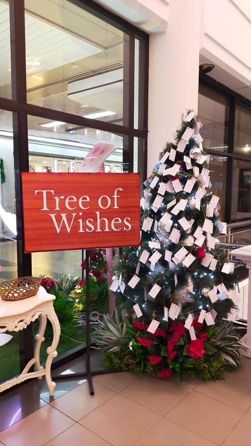 Christmas Tree of Wish at the Corner of Public Space. People Write ...
