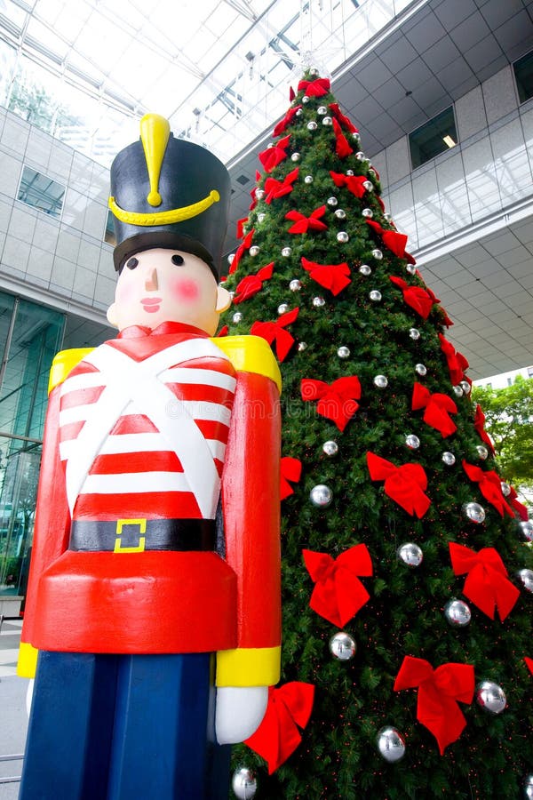 Christmas Tree and Wooden Soldier Decoration Stock Image - Image of ...