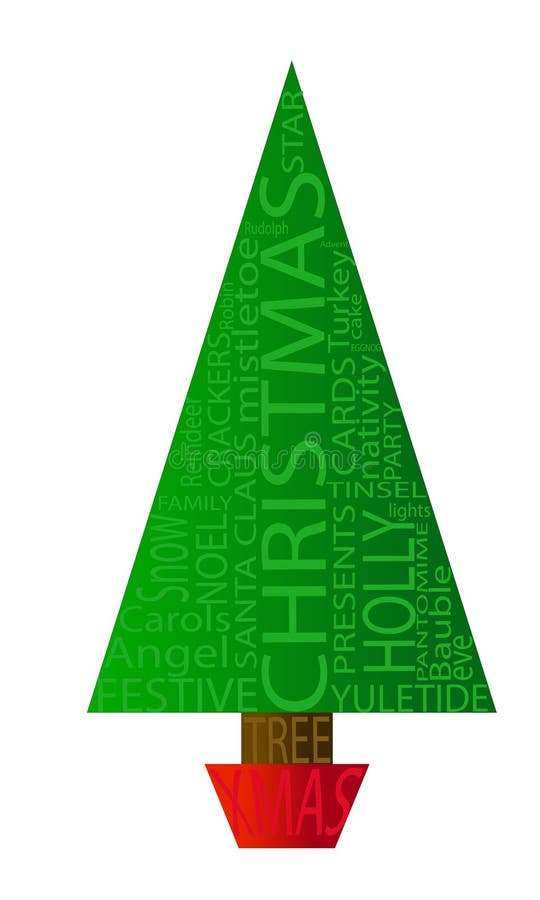 A Christmas Tree Word Cloud Stock Illustration - Illustration of icon ...