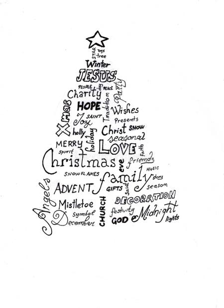 Christmas tree word cloud stock illustration. Illustration of black ...
