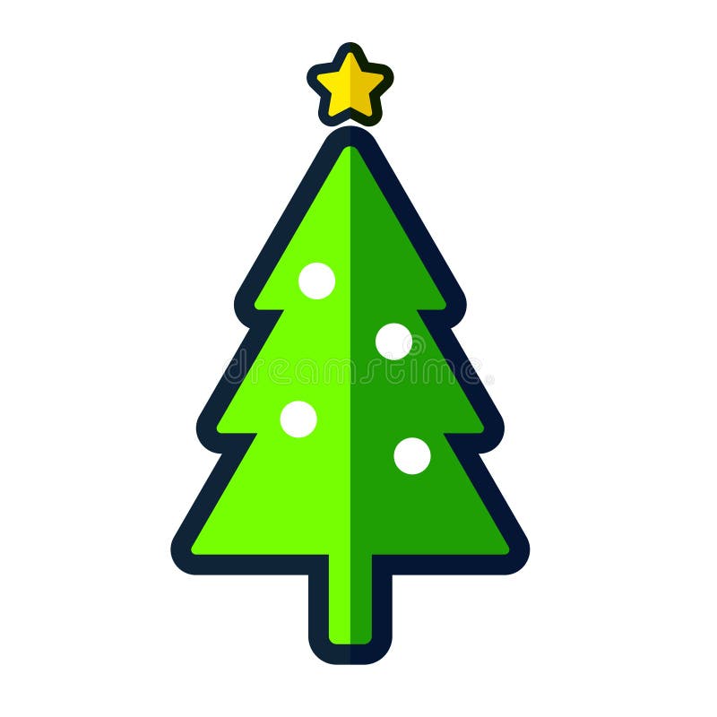 Christmas Tree with Yellow Star. Flat Illustration Stock Vector ...