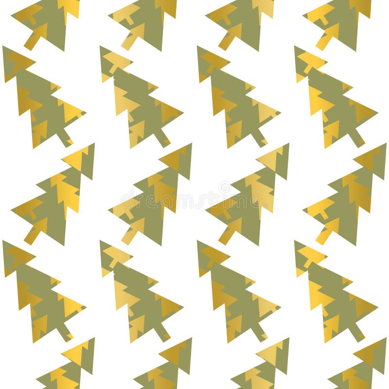 Gold and Green Dancing Christmas Trees. Seamless Vector Pattern Stock ...