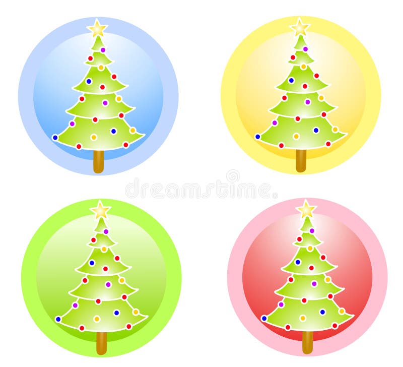 Christmas Trees Circle Icons Stock Illustration - Illustration of ...