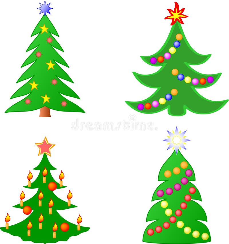 Christmas trees collection stock vector. Illustration of design - 15366327