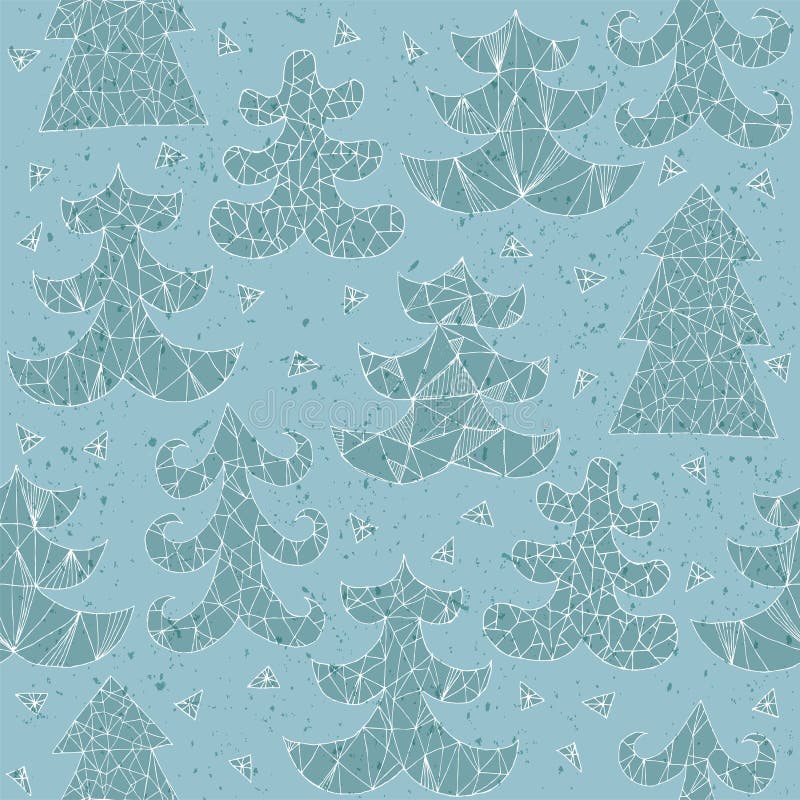 Snowflake Textured Christmas Trees Seamless Stock Vector - Illustration ...